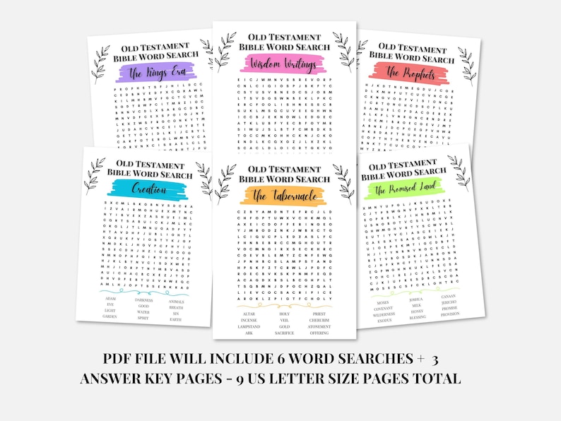 Old Testament Word Search, Printable Bible Games (digital Download) - Etsy
