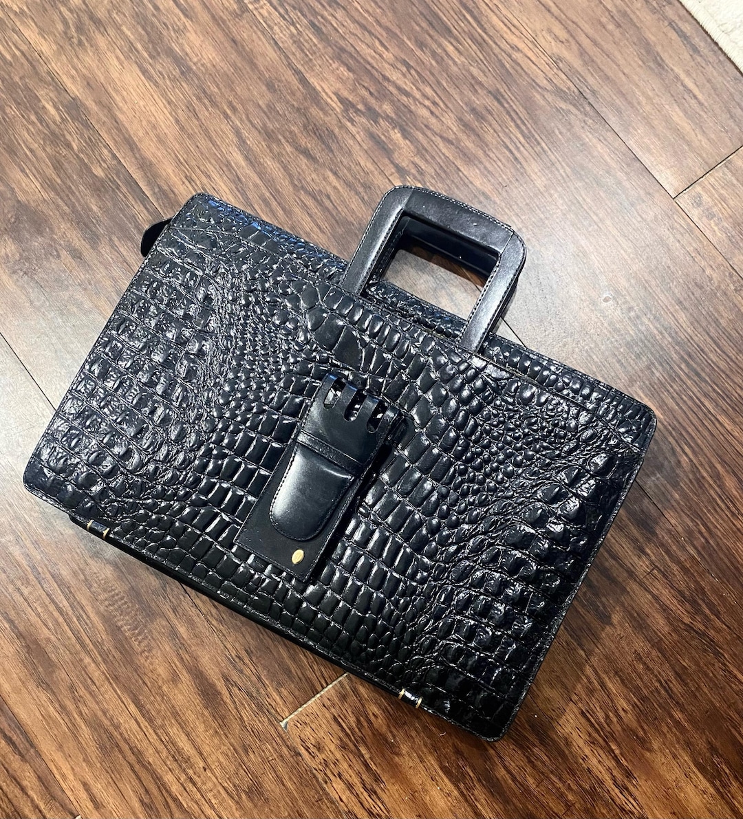 Vintage Crocodile Leather Briefcase W/ Genuine Leather Accents ...