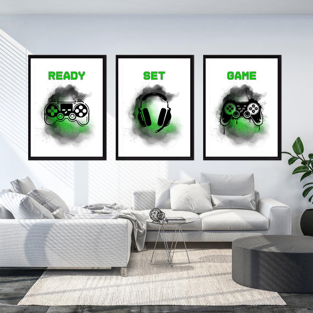 Triptych Wall Art,printable Video Game Wall Decor for Boys Room,teen ...