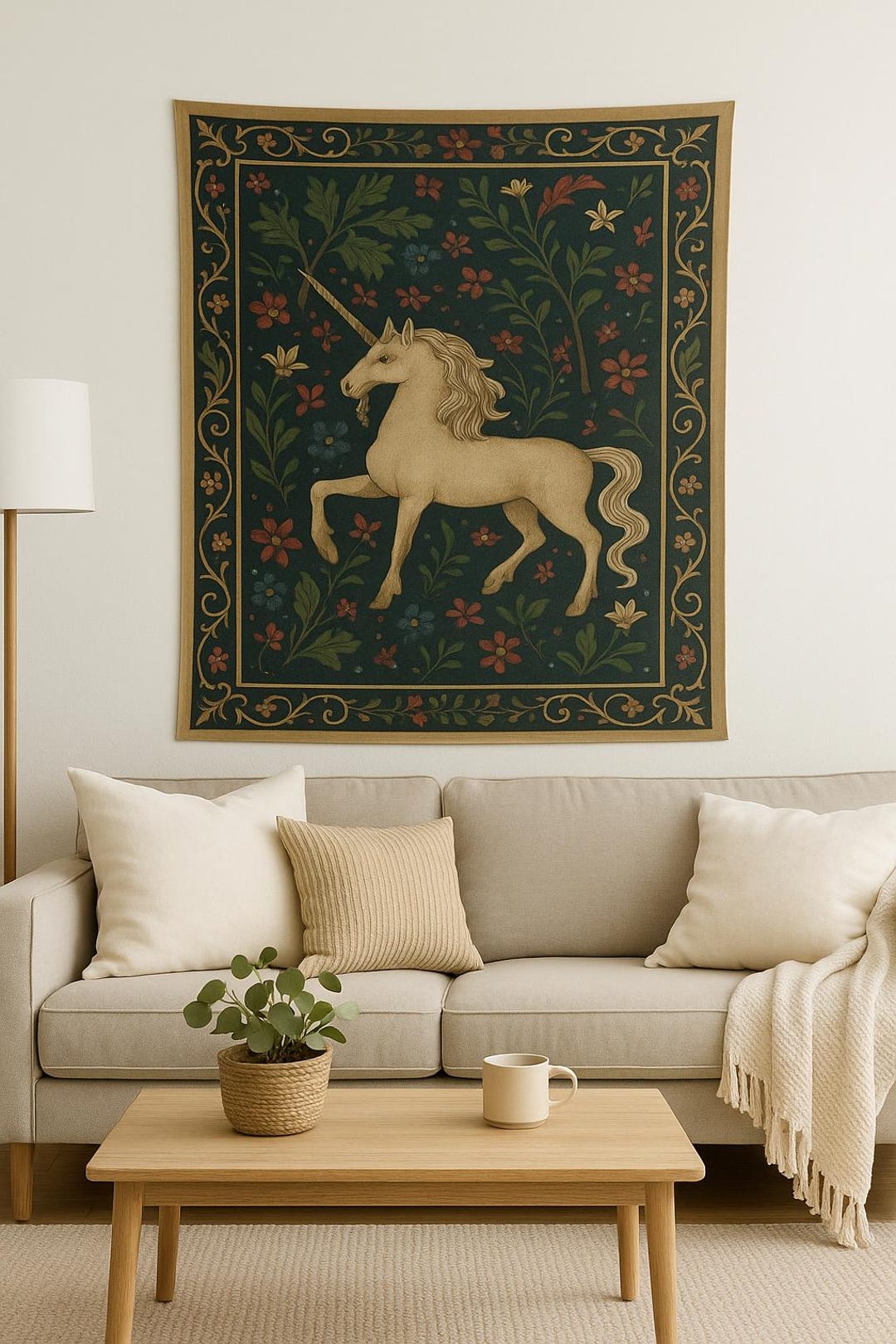 Medieval Tapestry Majestic Unicorn Tapestry, Large Wall Tapestry ...