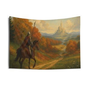 Medieval Tapestry, Knight's Journey to the Sacred City Through ...