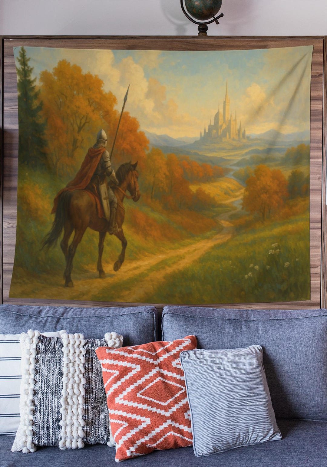 Medieval Tapestry, Knight's Journey to the Sacred City Through ...