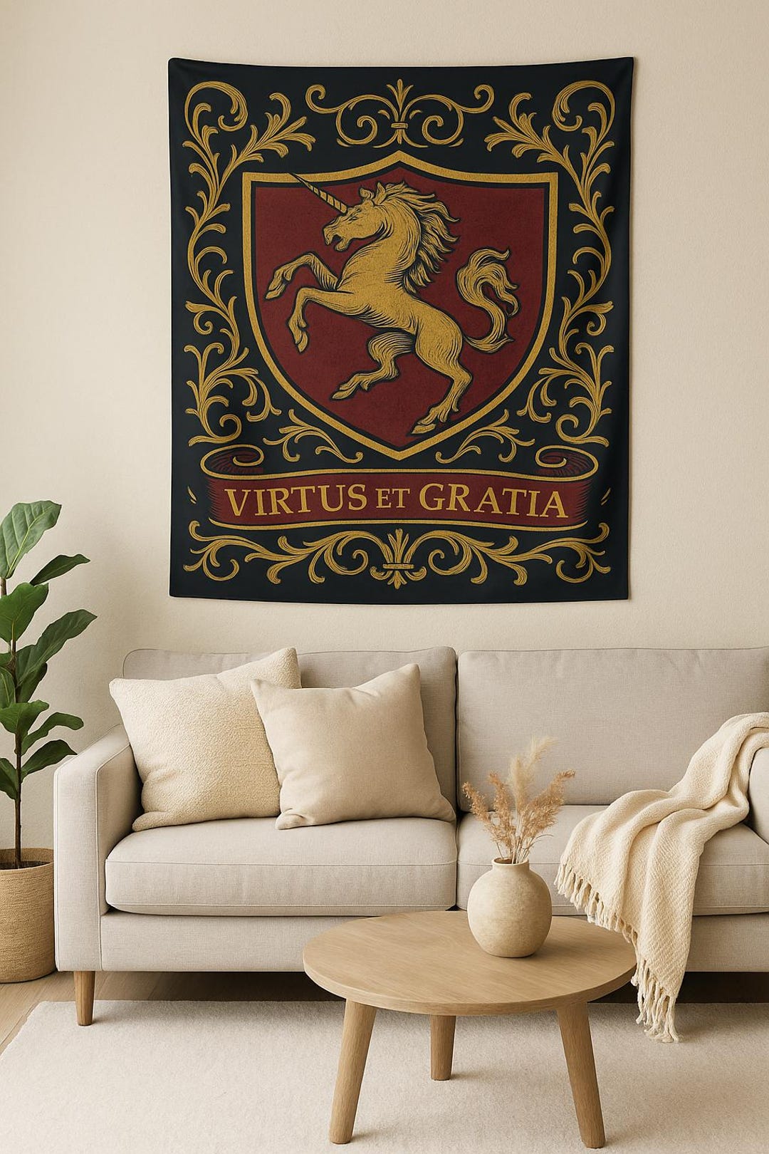 Medieval Tapestry Heraldic Unicorn Tapestry, Large Wall Tapestry ...