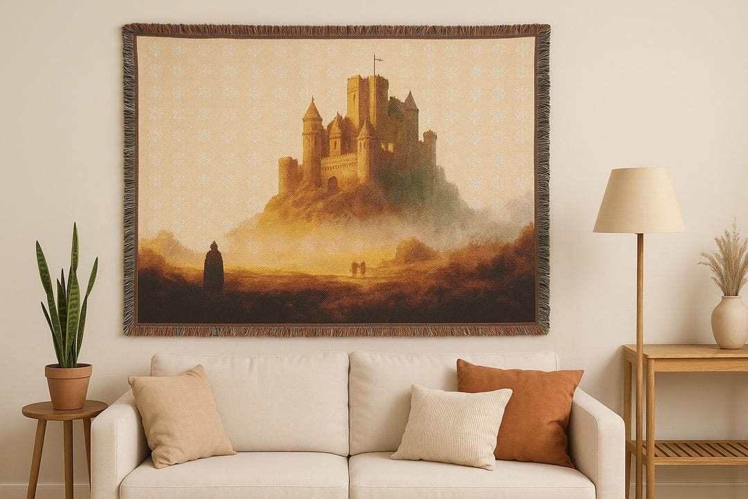 Medieval Tapestry, King Arthur Castle Large Wall Tapestry Woven Blanket ...