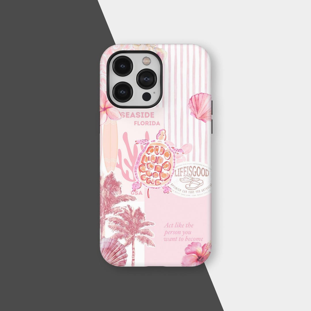 Beachy Coquette Coastal Collage Preppy Cute Case, Pink Turtle Phone ...