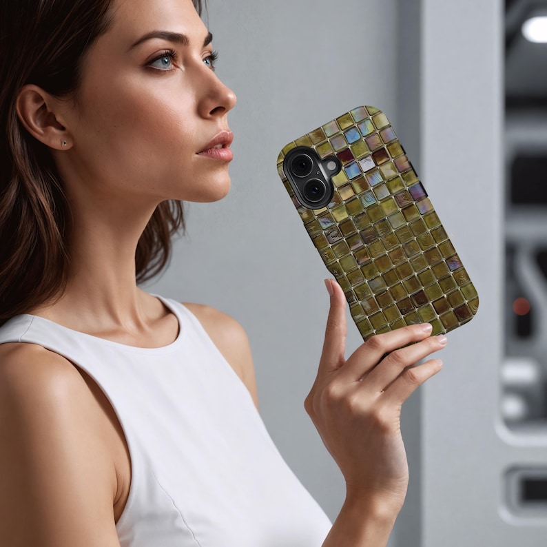 Mediterranean Mosaic Tile Phone Case, Abstract Artistic Tile Grid ...