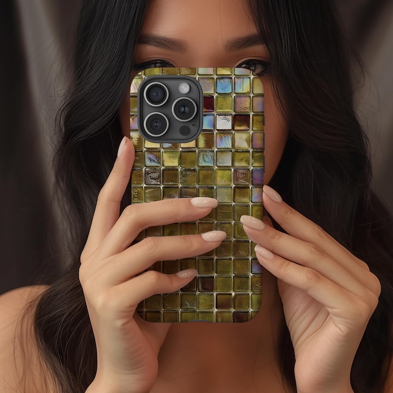 Mediterranean Mosaic Tile Phone Case, Abstract Artistic Tile Grid ...