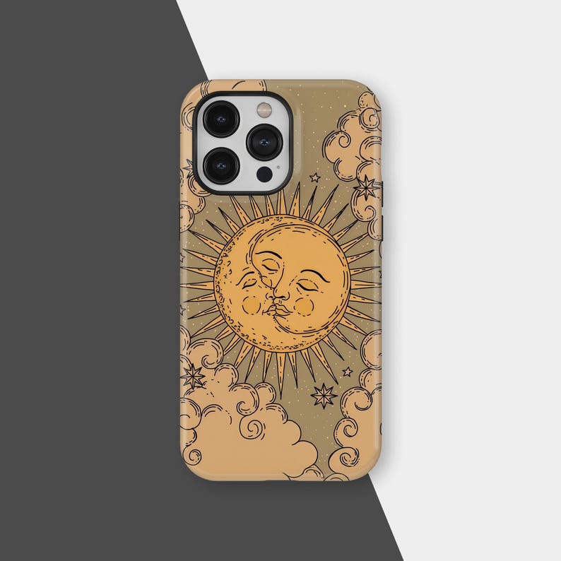 Hippie Phone Case Sun and Moon Print Cover Phone Case for iPhone 17 16 ...