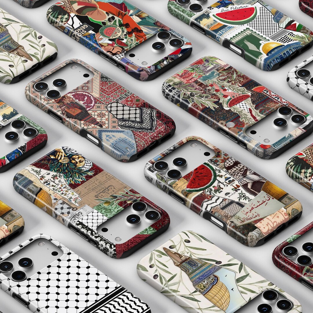 Palestine Phone Case, Keffiyeh Collage Art Cover With Cultural Pattern ...
