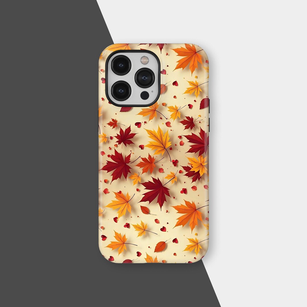 Maple Fall Leaves Aesthetic Printed Phone Case for iPhone 17 16 15 14 ...