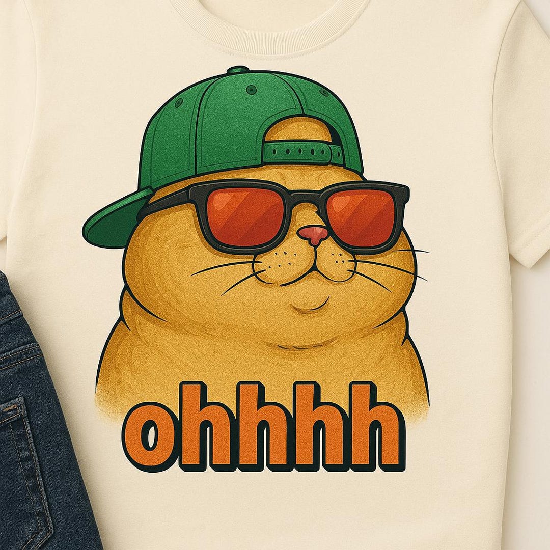 Cool Fat Cat With Snapback – "ohhhh" PNG T-shirt Design | Digital ...