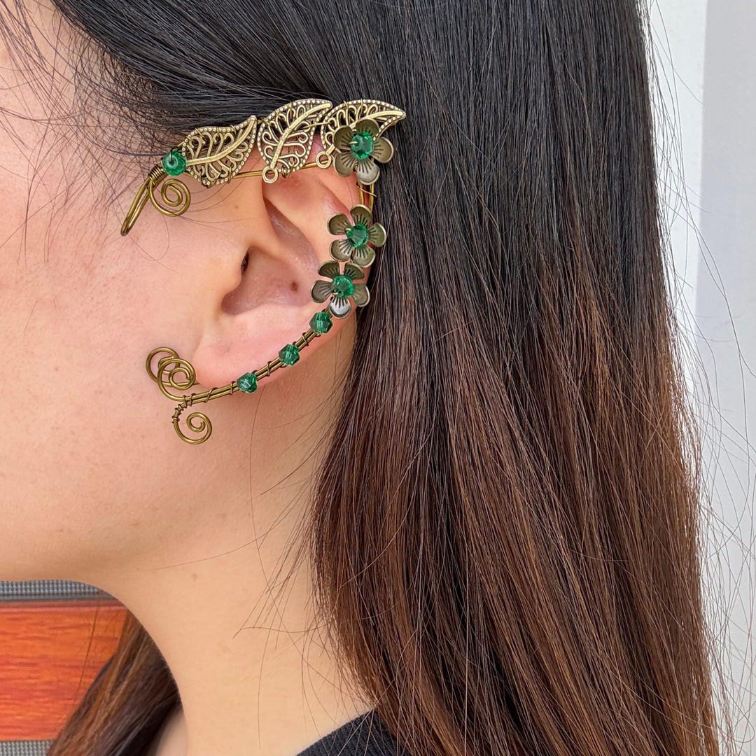 Floral Elf Ear Cuffs: Non Pierced Elven Costume Earrings - Etsy