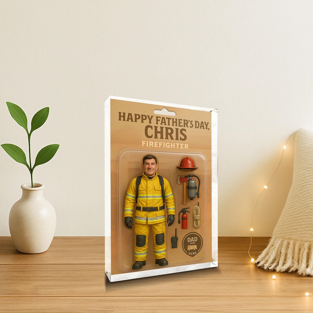 Custom Firefighter Dad Gift – Personalized Father's Day Acrylic Block ...