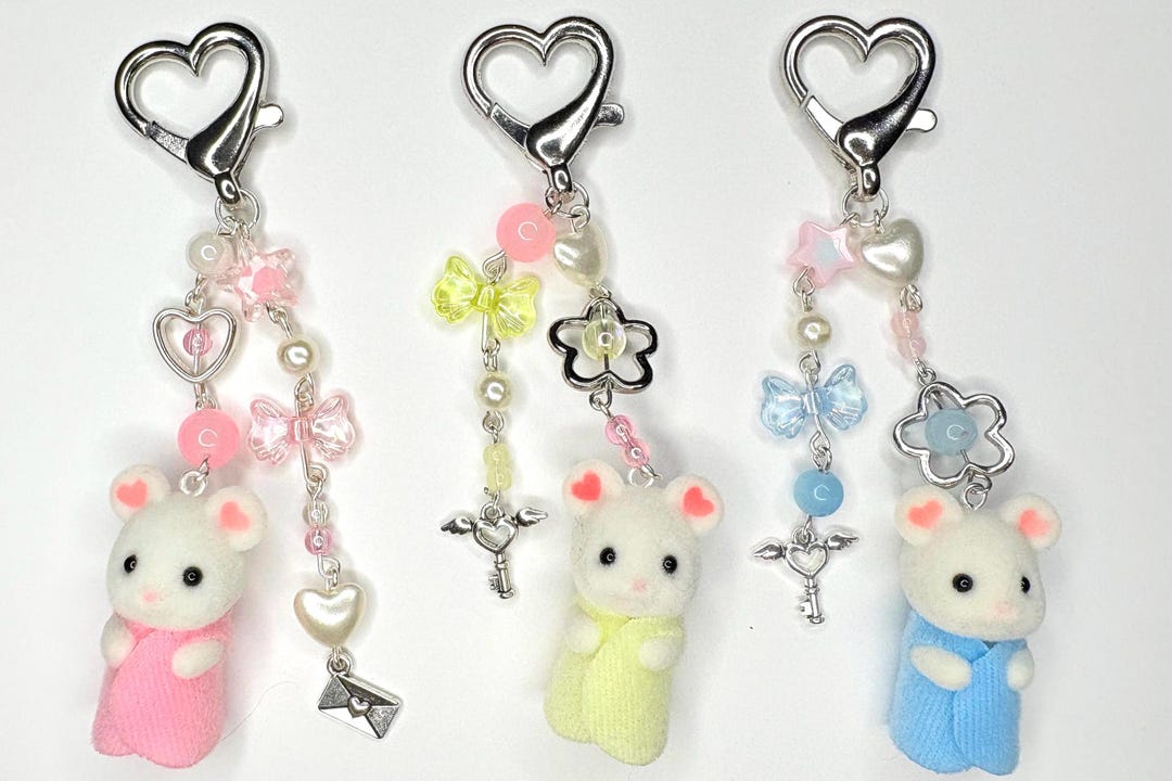 Marshmallow Mouse Triplets Calico Critter Keychains - Etsy Canada