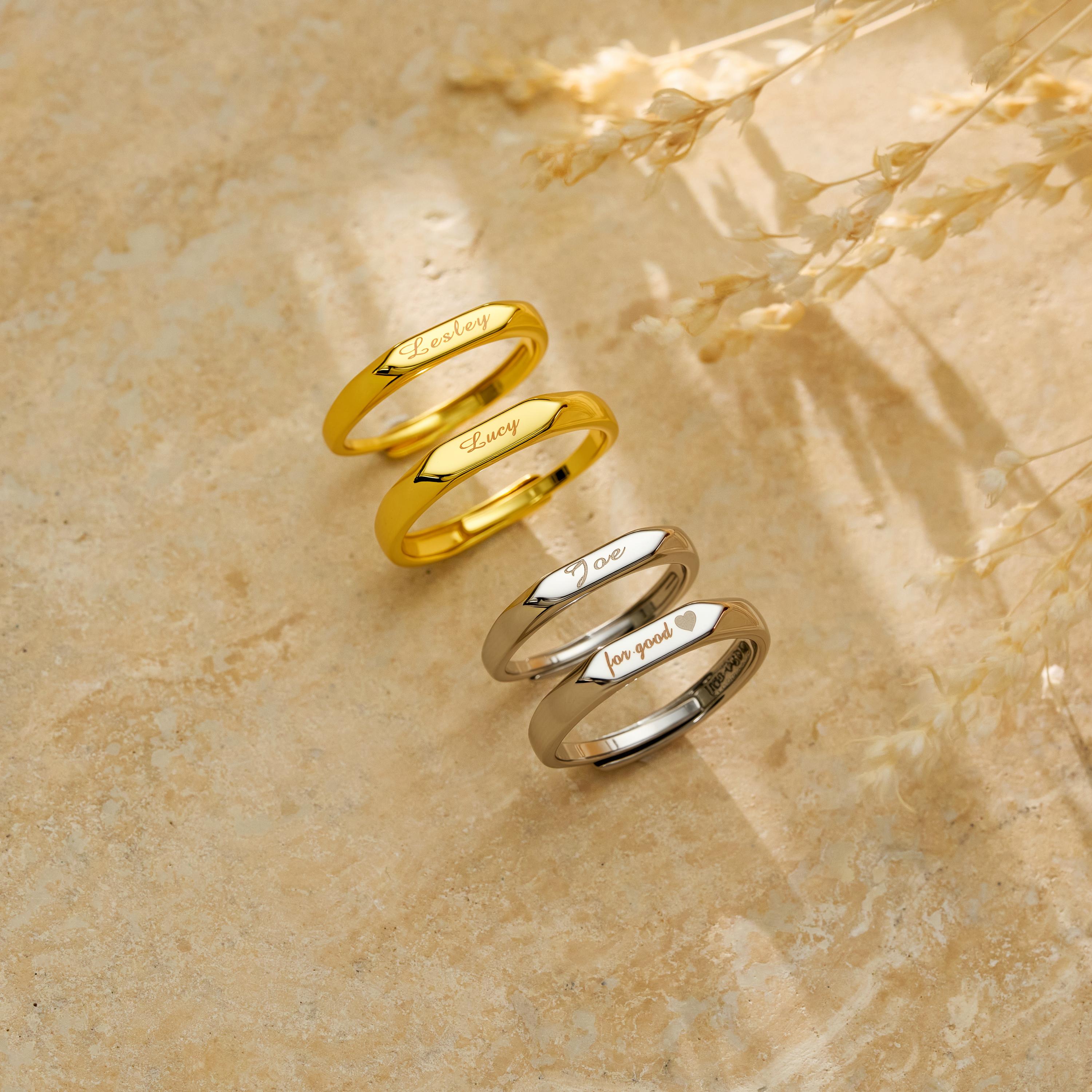 Adjustable Engraved Name Ring, Custom Minimalist Gift Jewelry, Elegant ...