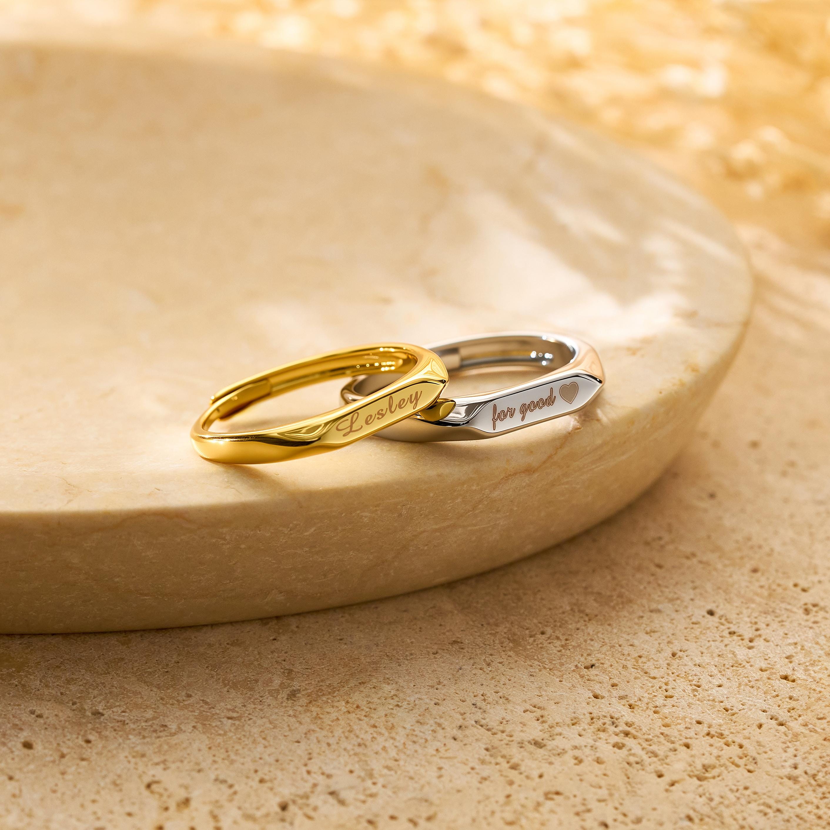 Adjustable Engraved Name Ring, Custom Minimalist Gift Jewelry, Elegant ...