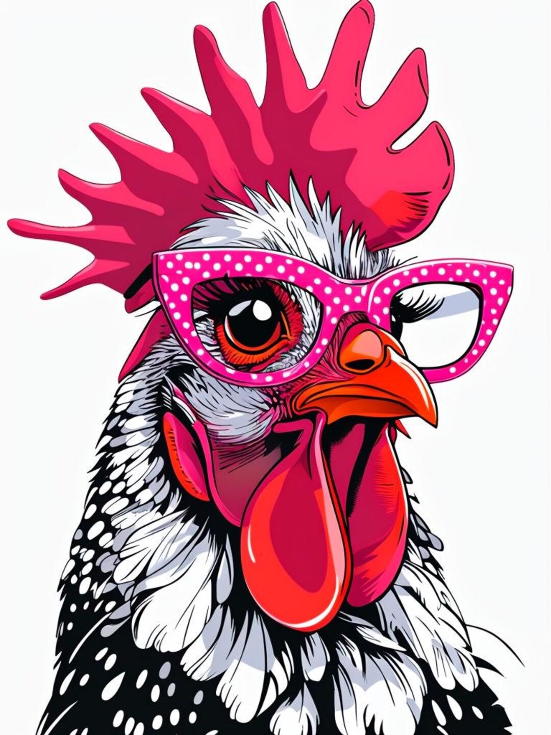 Stylish Cartoon Chicken Digital Art - Instant Download | Fun & Quirky ...
