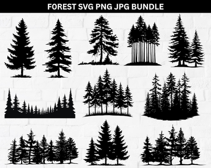 Mountain Forest Svg Bundle, Forest Tree Svg, Palm Tree Svg, Tree Line ...