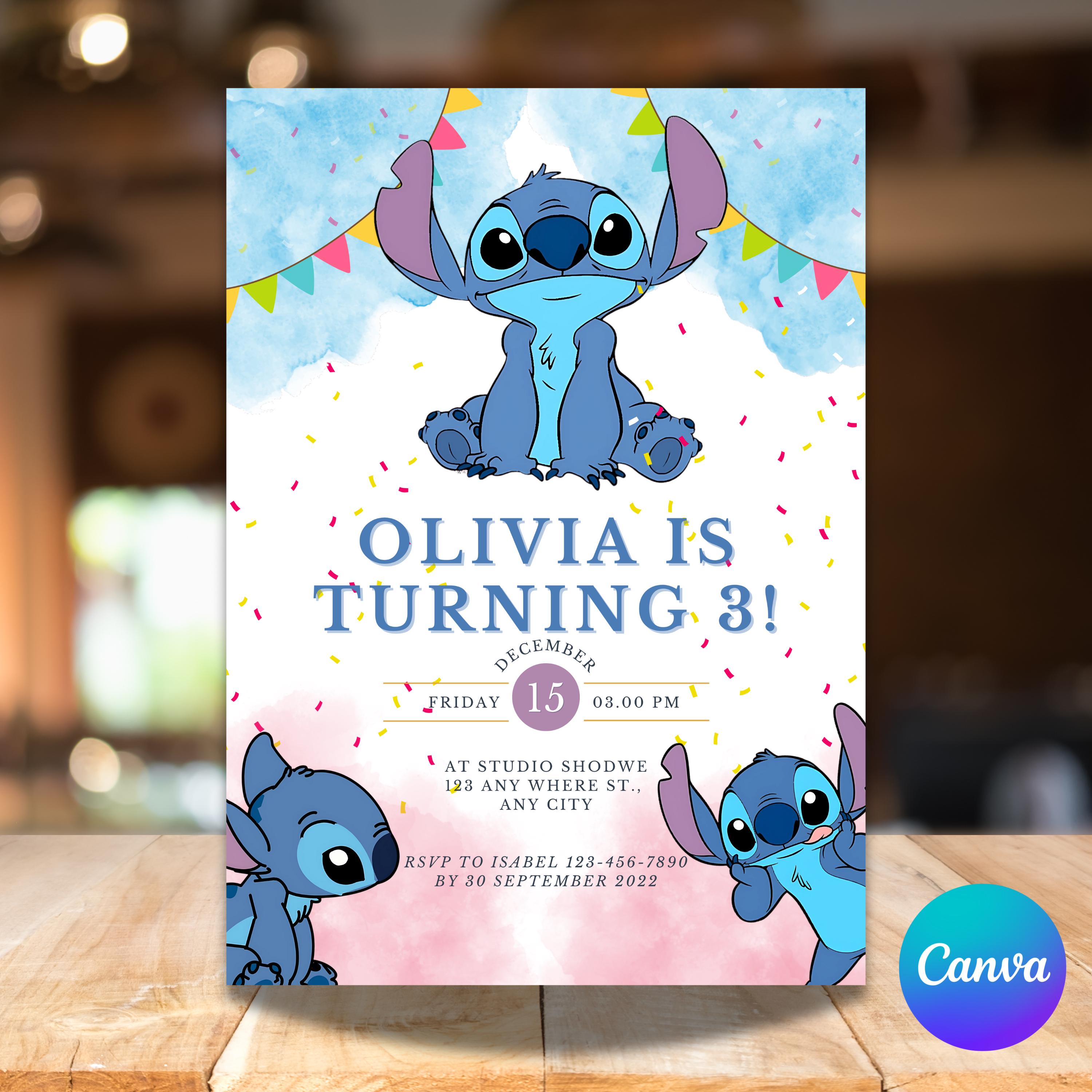 Stitch Birthday Invitation: Editable Party Invite, Canva Template ...
