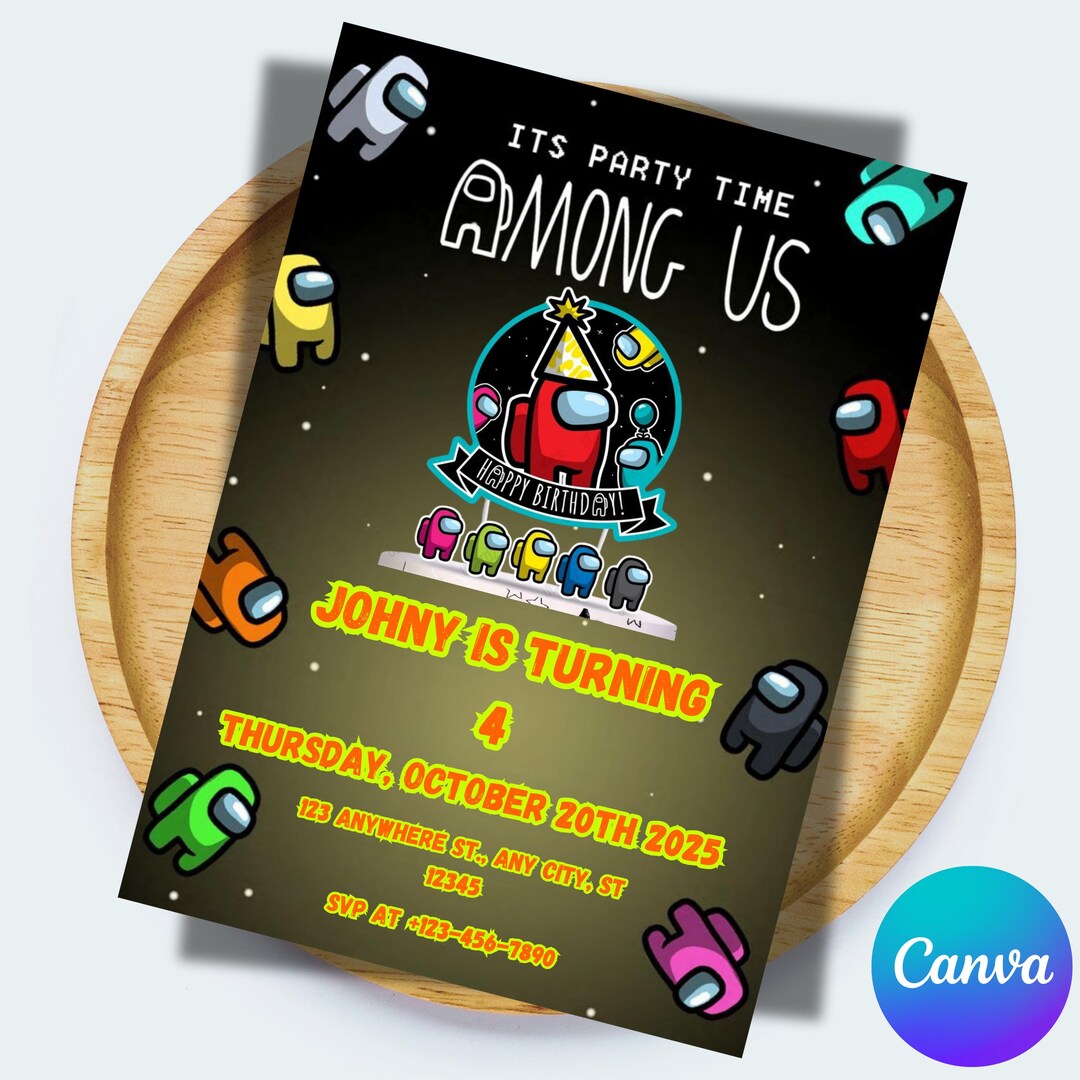 Among Us Invitation Birthday Invitation | Kids Birthday Invitation ...