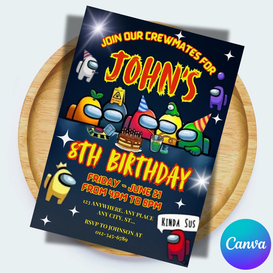 Among Us Invitation Birthday Invitation | Kids Birthday Invitation ...