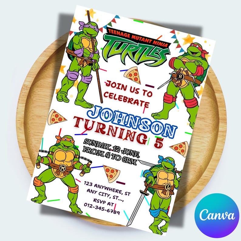 Ninja Turtles Birthday Invitation: Editable Karate Party Invite (PDF ...