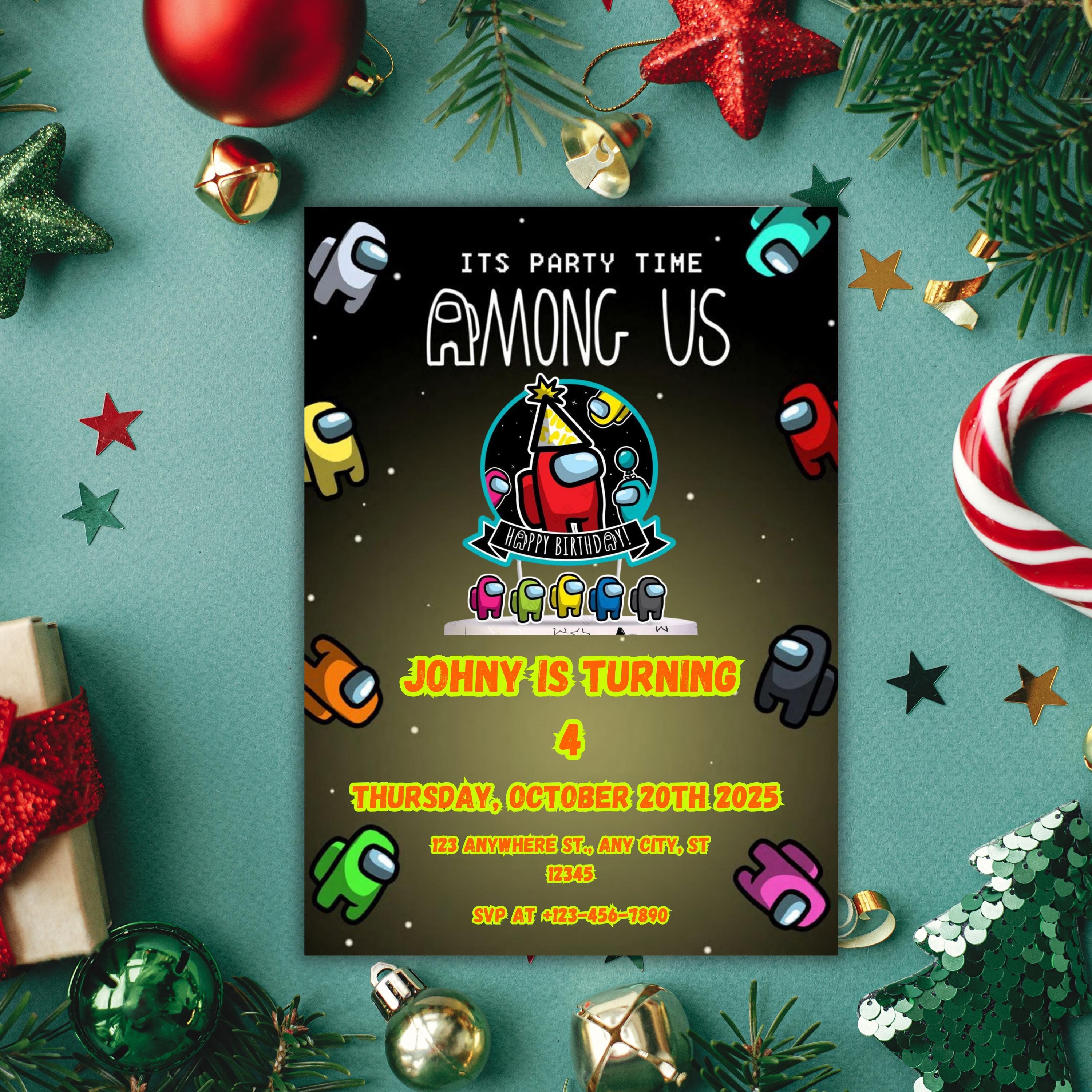 Among Us Invitation Birthday Invitation | Kids Birthday Invitation ...