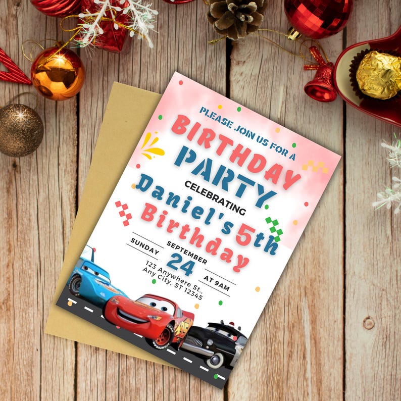 Lightning Mcqueen Birthday Invitation: Editable Cars Theme (canva ...