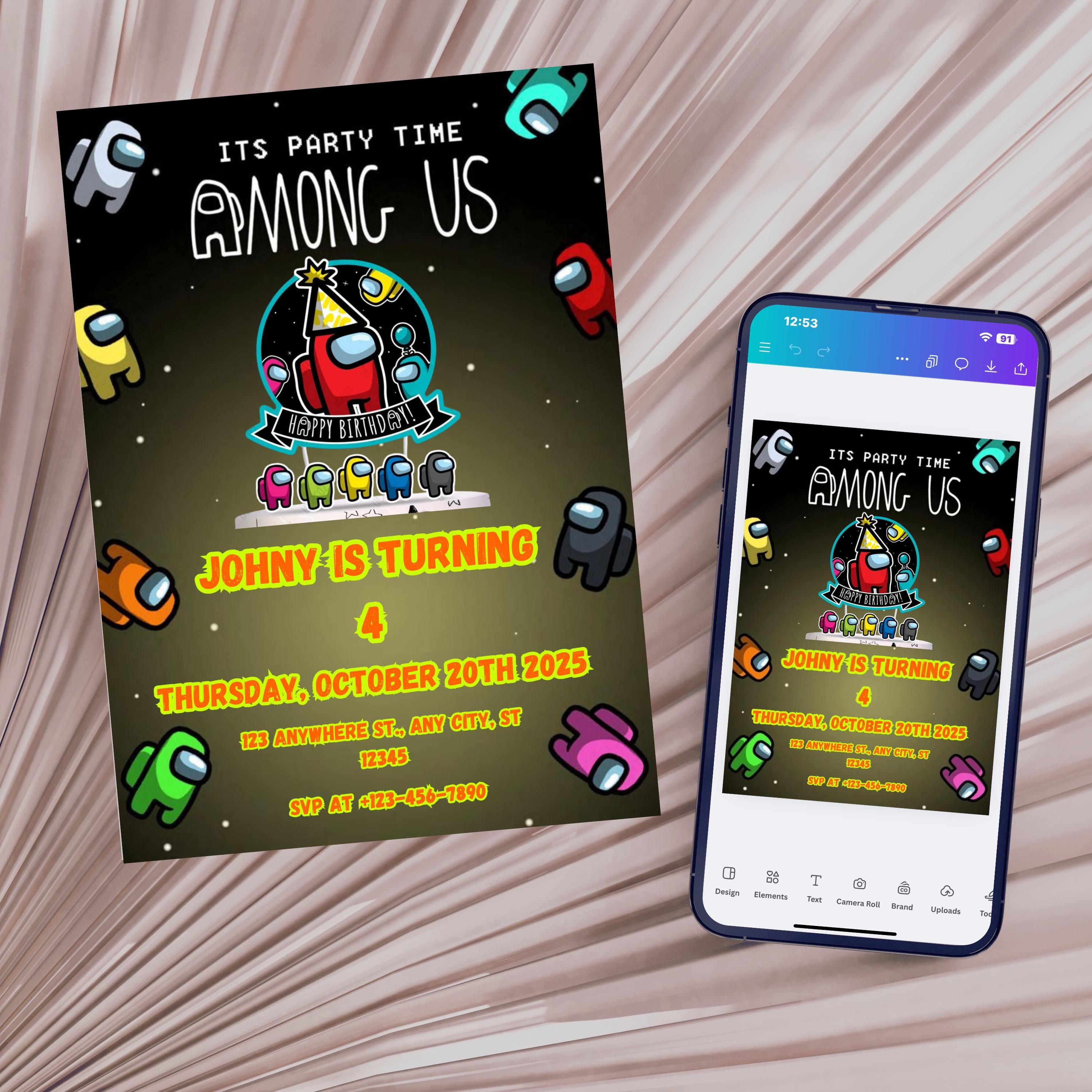 Among Us Invitation Birthday Invitation | Kids Birthday Invitation ...
