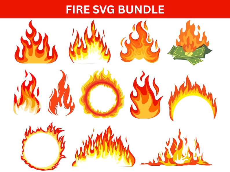 Fire SVG Bundle, Fire Clipart, Fire Svg Files, Fire Flames Svg, Flames ...