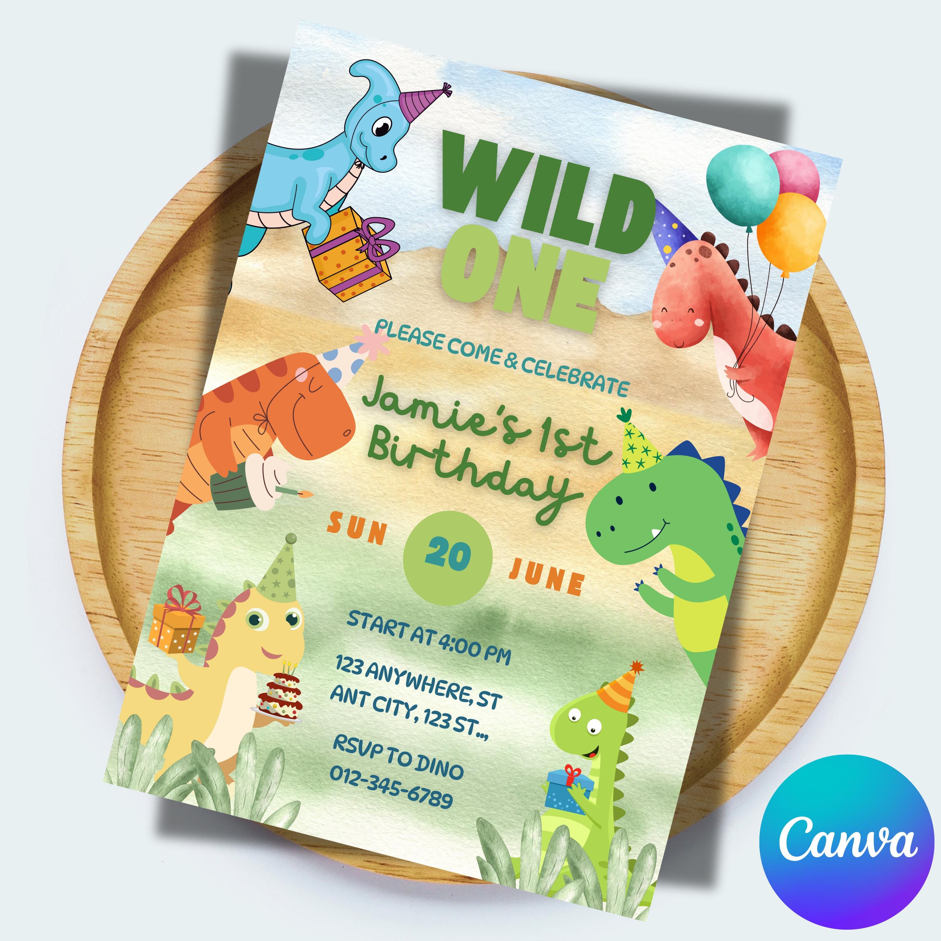 Editable Dinosaur Birthday Invitation Template (digital Download) - Etsy