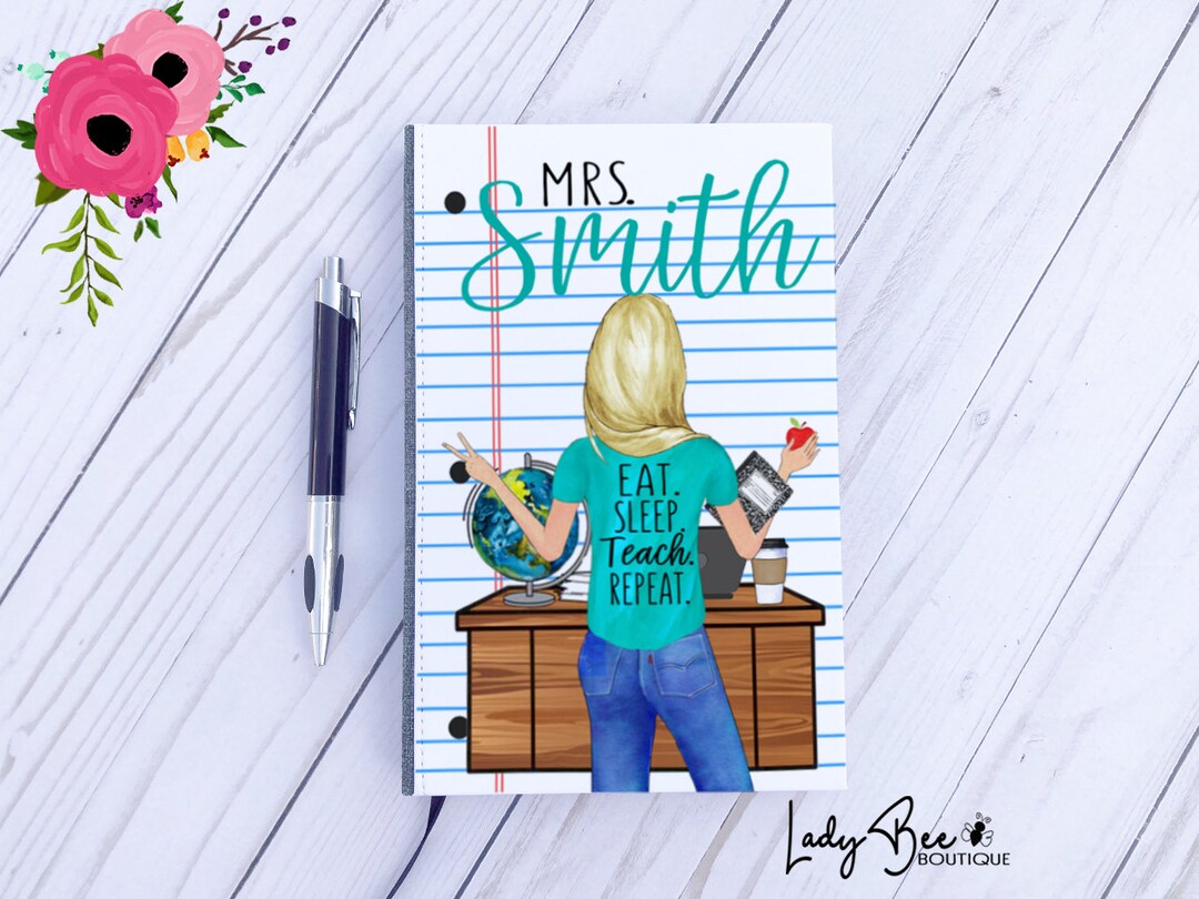 Unique Teacher Gift. Personalized Teacher Notebook With Name. Custom ...