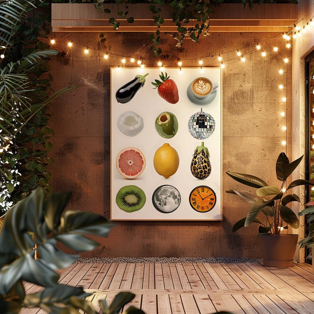 Fruit Collage Poster, Fruity Poster, Fruit Art, Kitchen Art, Kitchen ...