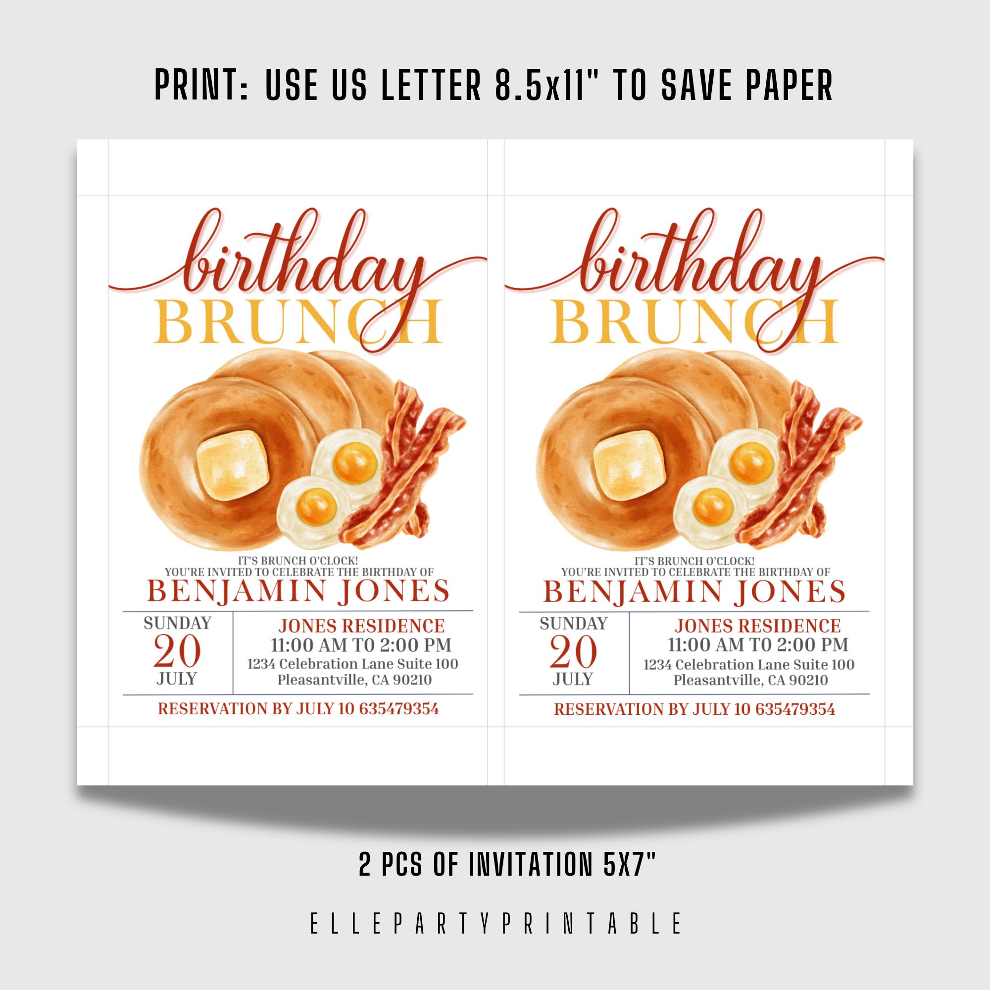 Editable Birthday Brunch Invitation Brunch and Bubbly Sunday Brunch ...