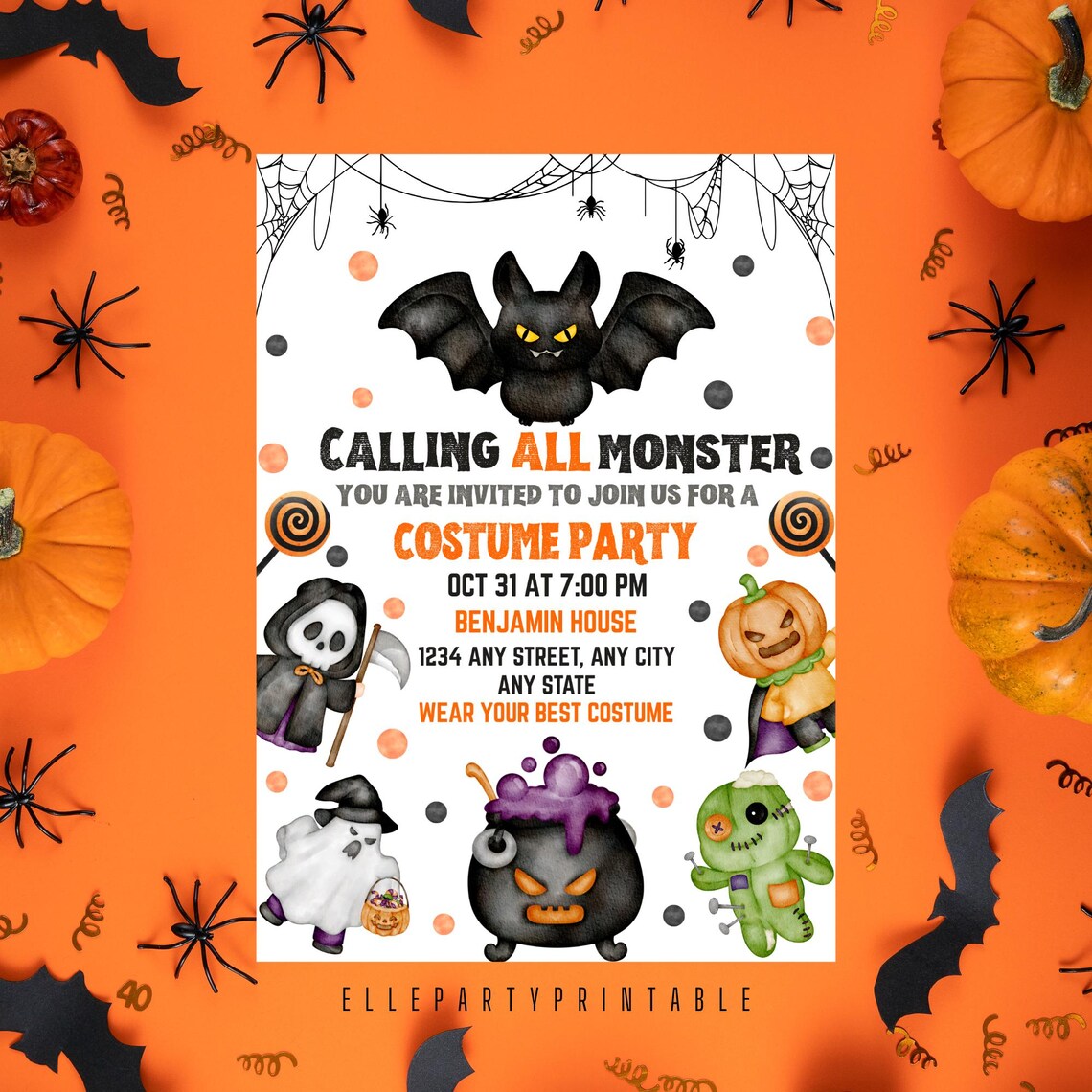 Editable Calling All Monster Invitation Halloween Potluck Invite ...