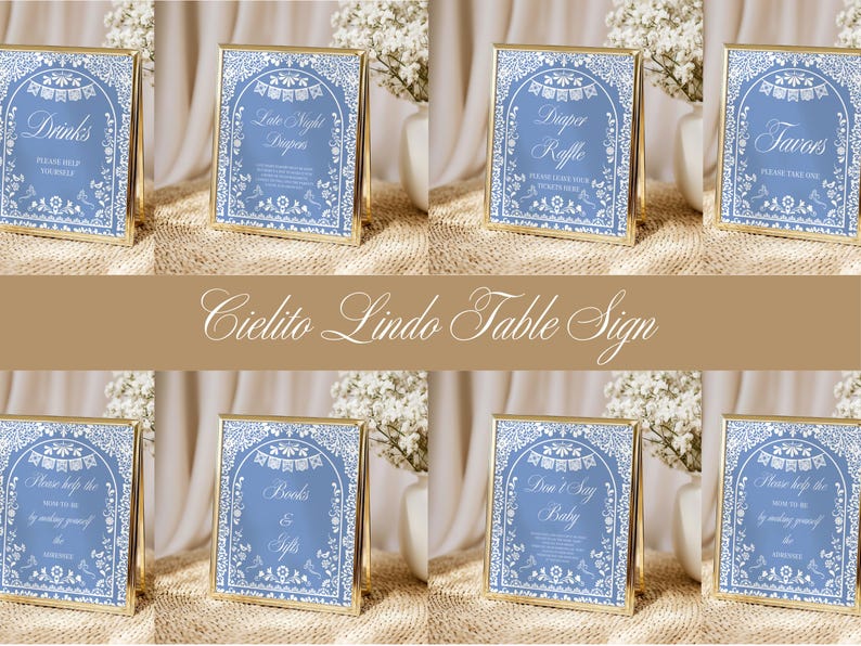 Dusty Blue Cielito Lindo Table Sign Cielito Lindo Sign Papel Picado ...