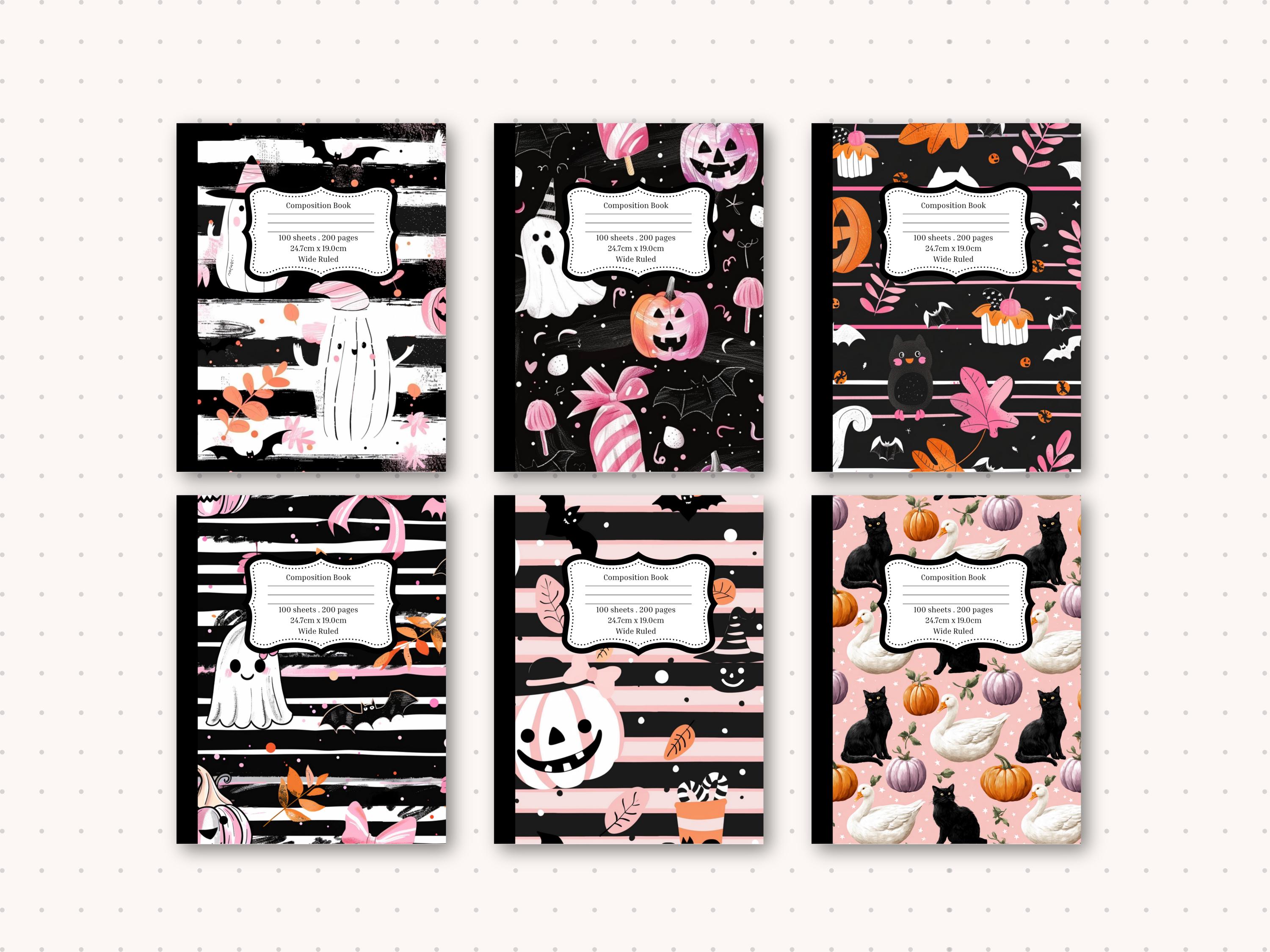 Goose and Boo Halloween Composition Notebook Cover Template, Halloween ...