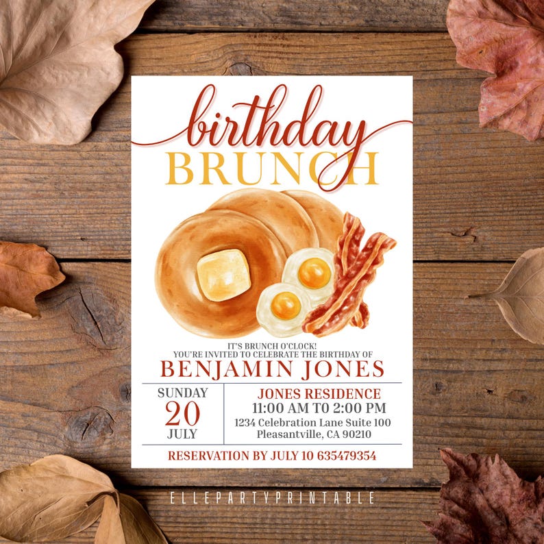 Editable Birthday Brunch Invitation Brunch and Bubbly Sunday Brunch ...