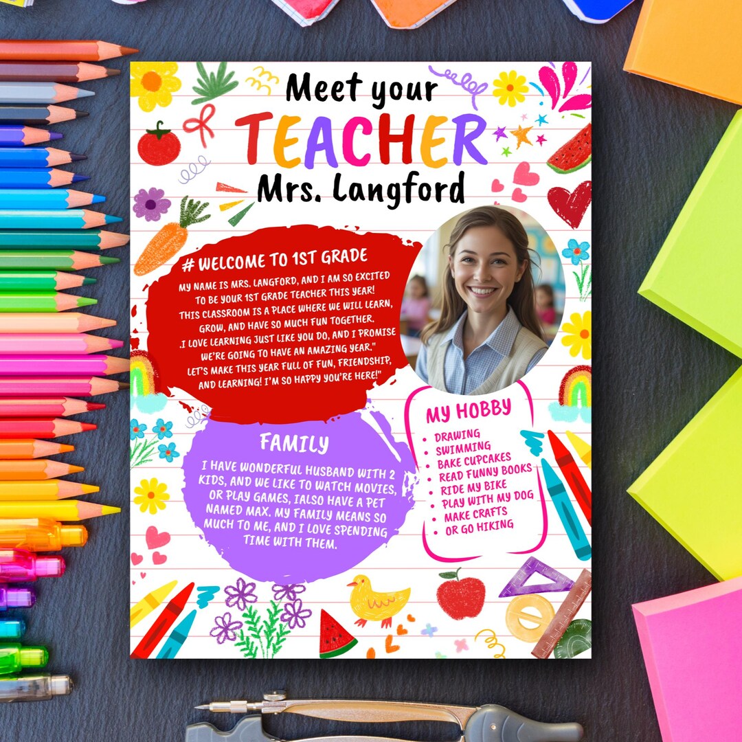 Meet the Teacher All About Me Teacher Introduction Back to School ...