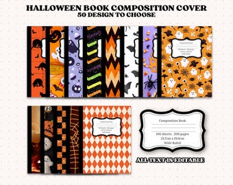 Goose and Boo Halloween Composition Notebook Cover Template, Halloween ...