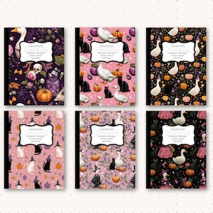 Goose and Boo Halloween Composition Notebook Cover Template, Halloween ...