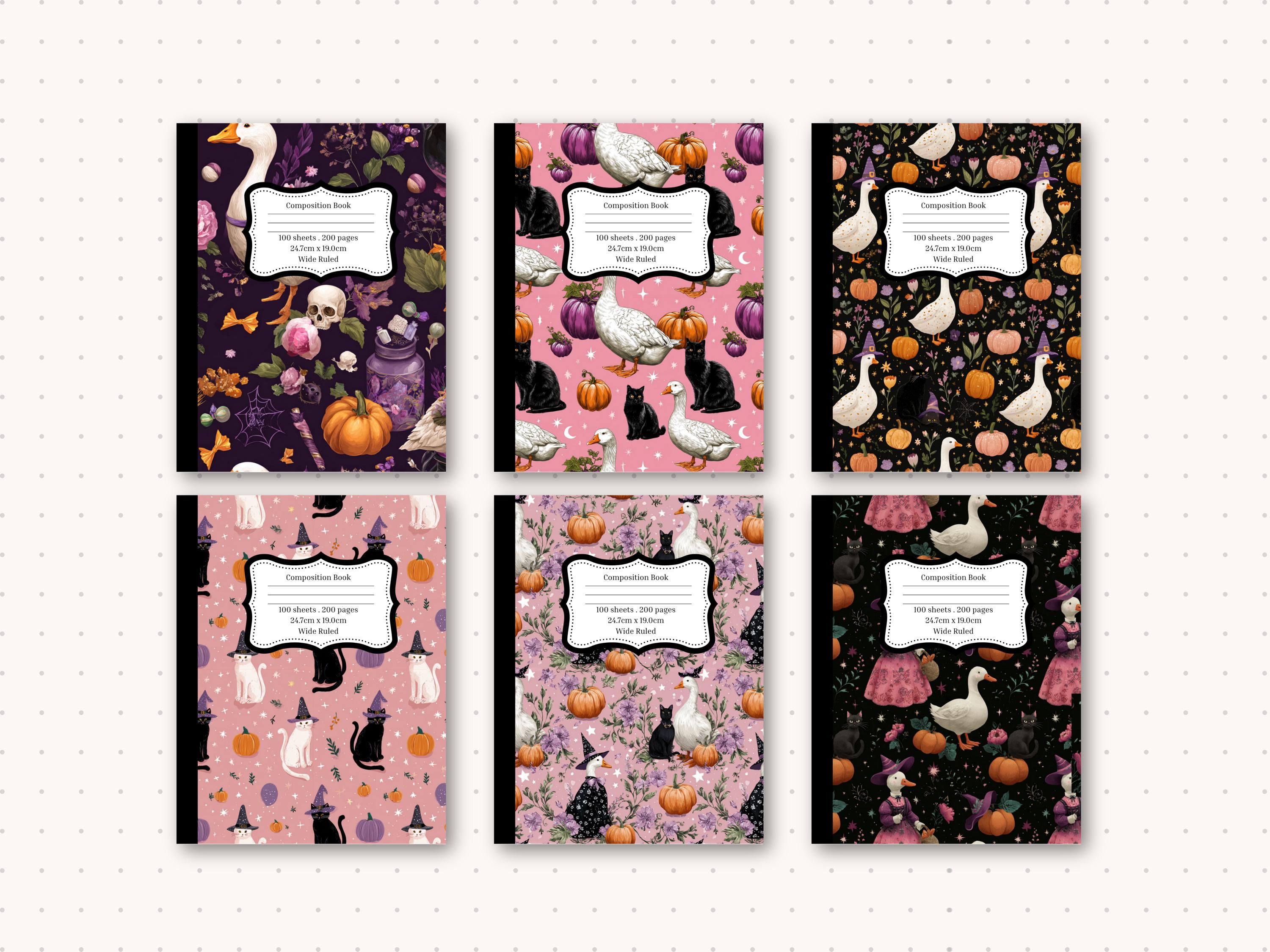 Goose and Boo Halloween Composition Notebook Cover Template, Halloween ...