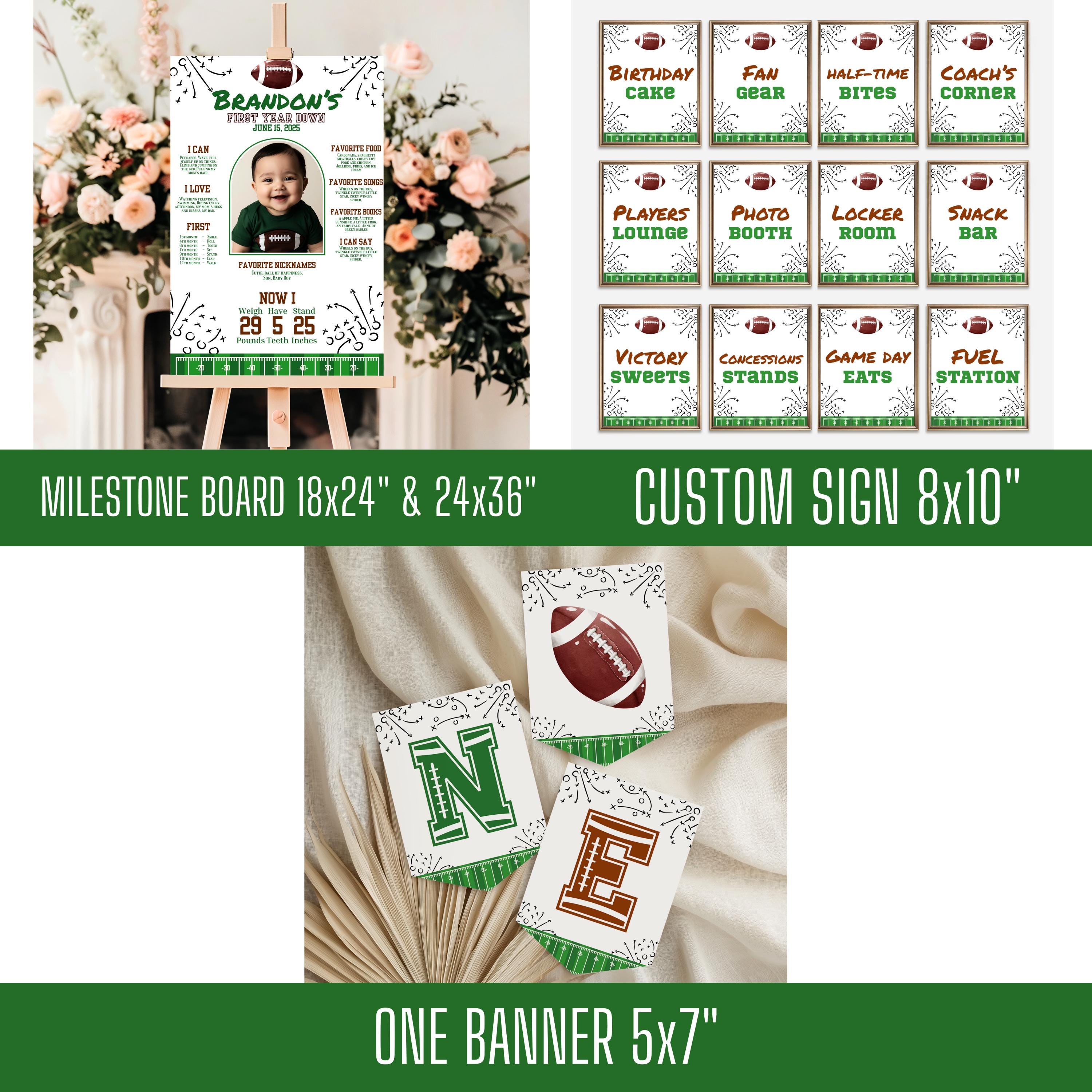 First Year Down Bundle Boy First Birthday Football First Birthday Decor ...