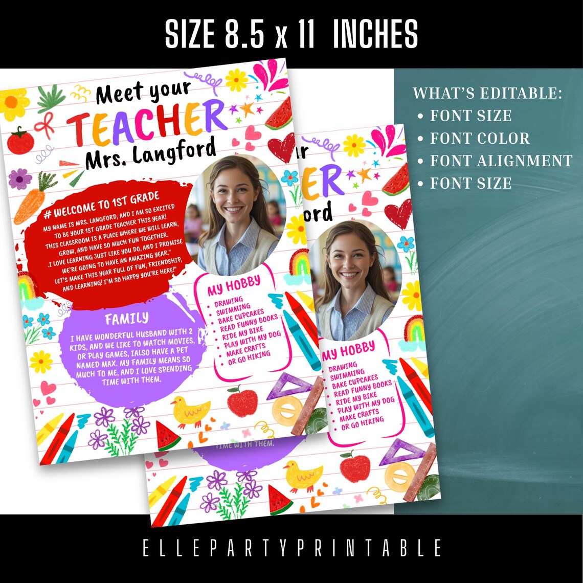 Meet the Teacher All About Me Teacher Introduction Back to School ...