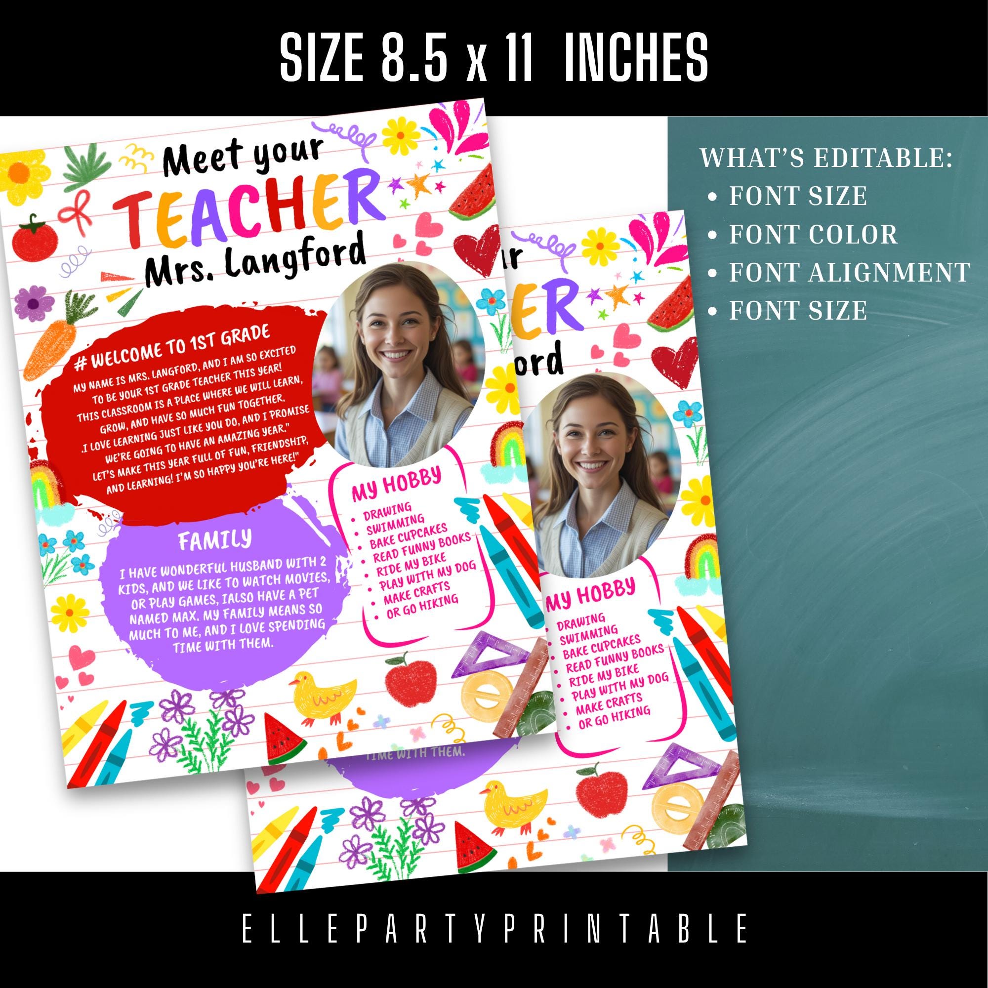 Meet the Teacher All About Me Teacher Introduction Back to School ...