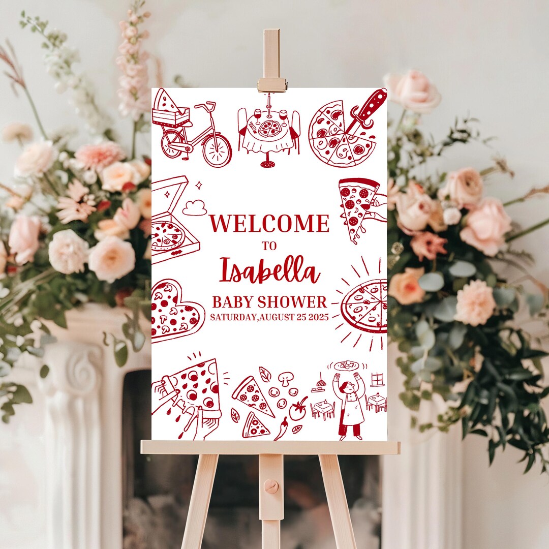 Special Delivery Baby Shower Welcome Sign Pizza Baby Shower Welcome ...
