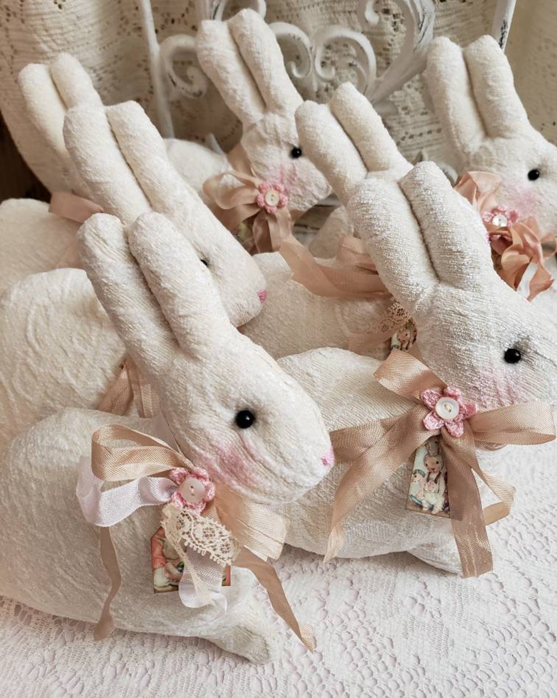 Made to Order Cream Colored Bunny With Seam Binding Bow - Etsy