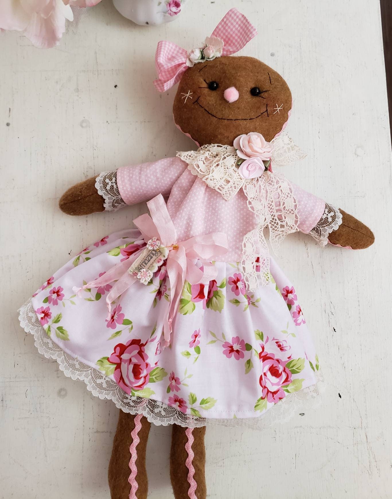 Shabby Chic Made to Order Gingerbread Girl Felt Doll - Etsy UK