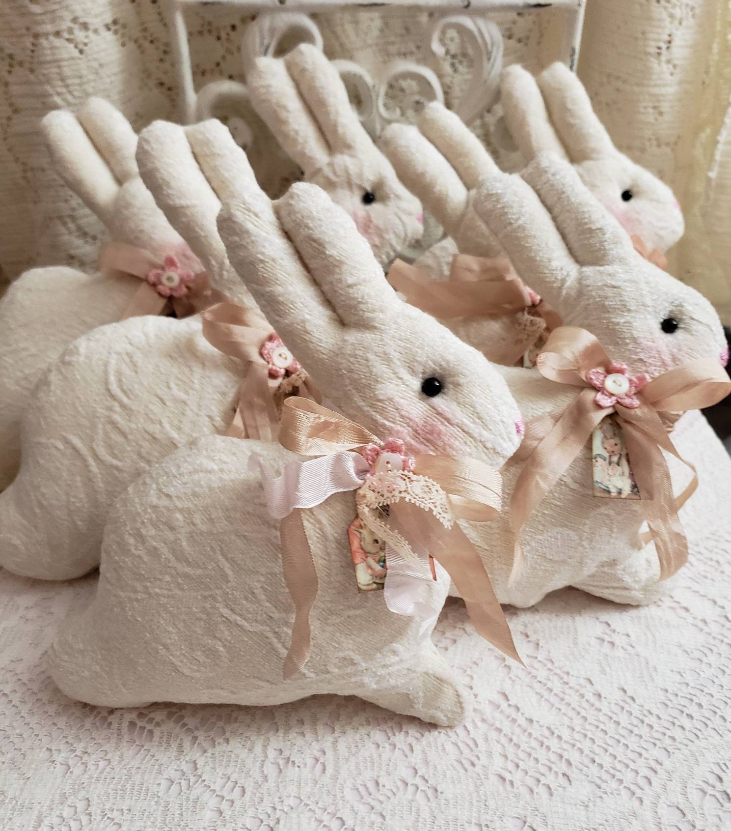 Made to Order Cream Colored Bunny With Seam Binding Bow - Etsy