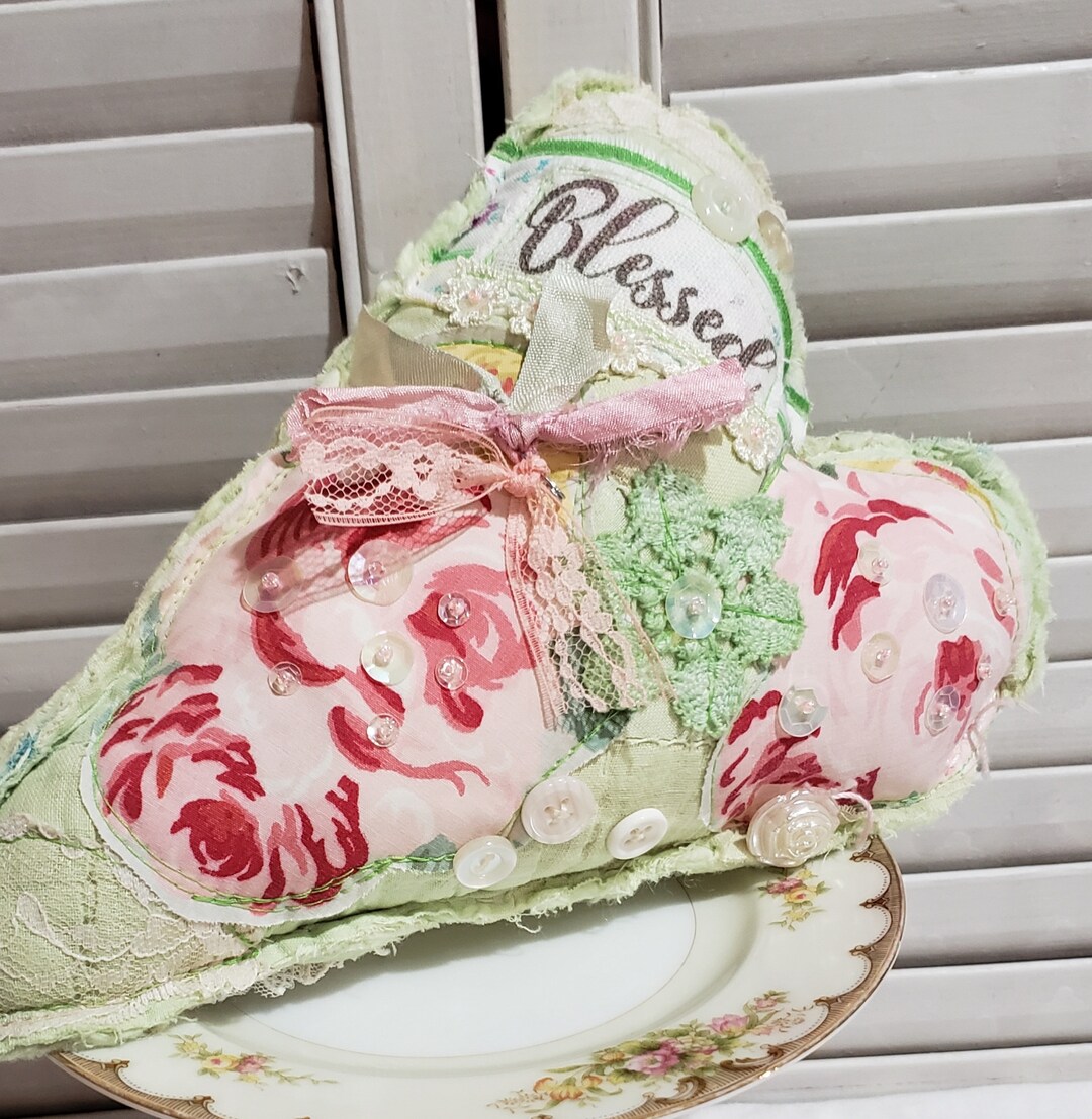 Prim Heart Pillow Bowl Filler Tier Tray Decor Mint Green - Etsy